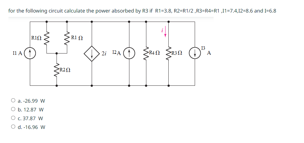 Solved for the following circuit calculate the power | Chegg.com