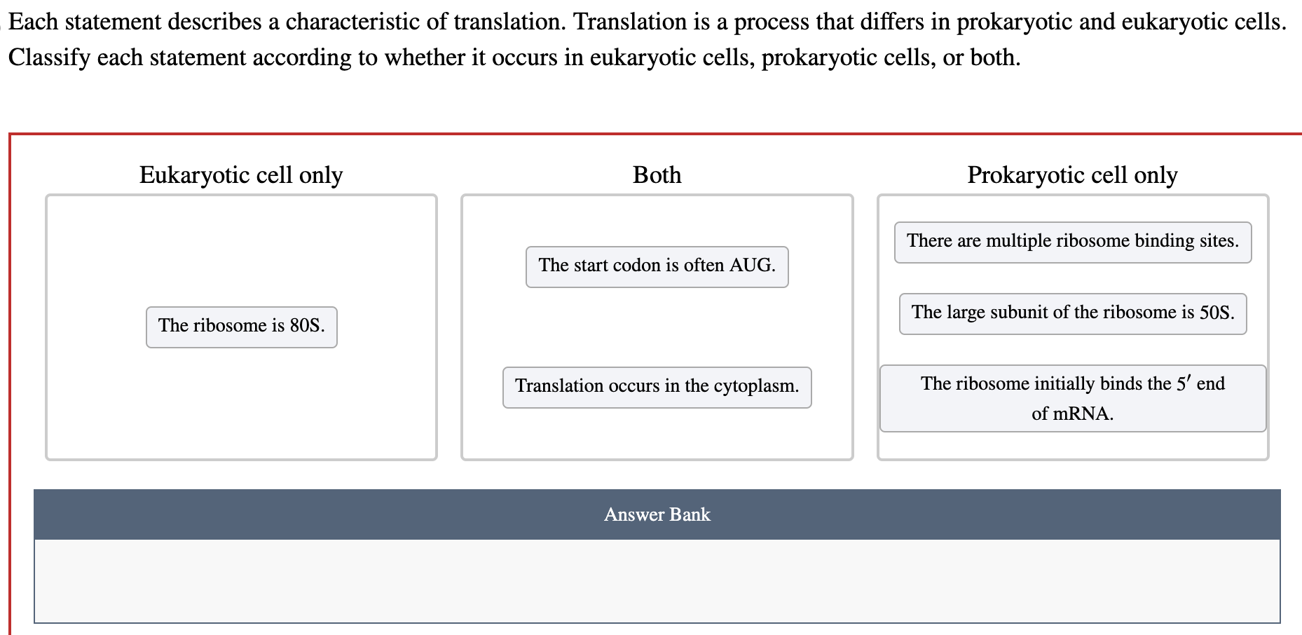 Solved Each statement describes a characteristic of | Chegg.com