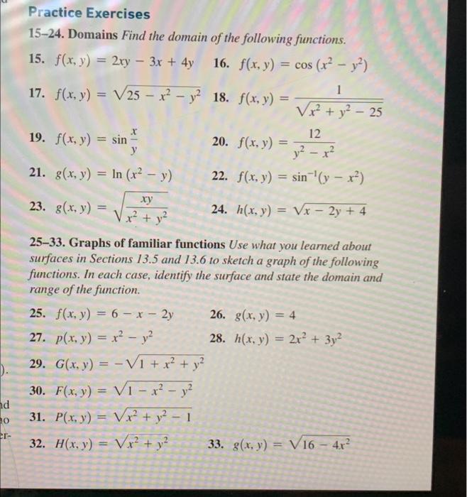 Solved 25–33. Graphs of familiar functions Use what you | Chegg.com