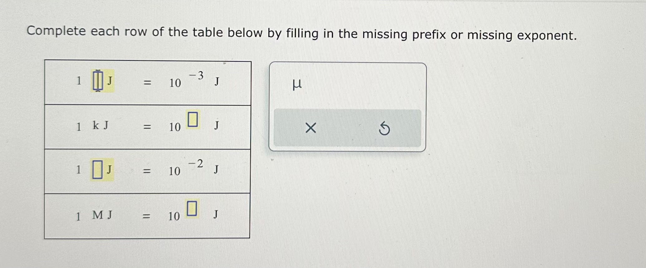 Solved Complete each row of the table below by filling in | Chegg.com