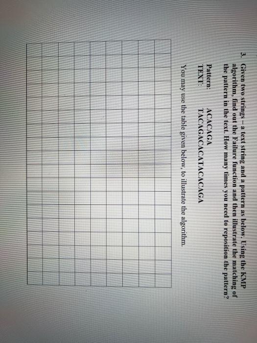 Solved 3 Given Two Strings A Text String And A Pattern As 0548