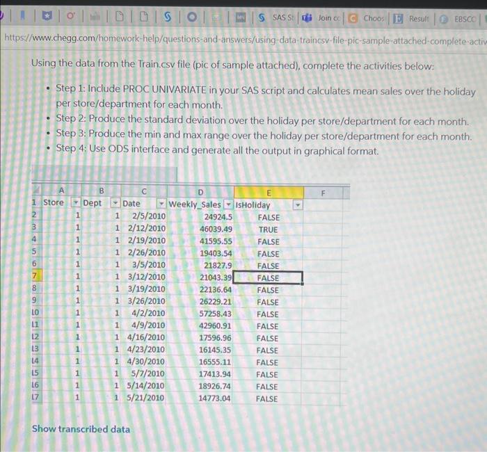 Solved Using the data from the Train.csv file (pic of sample | Chegg.com