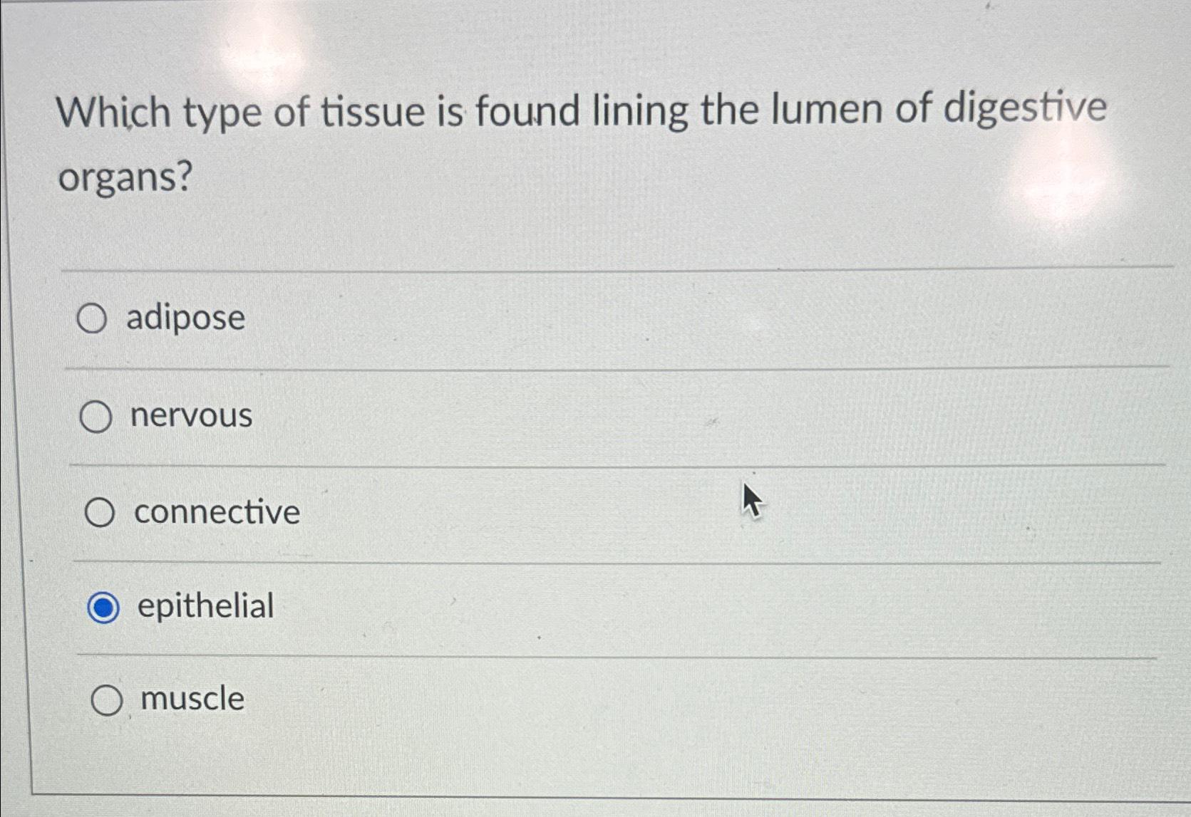 Solved Which type of tissue is found lining the lumen of | Chegg.com