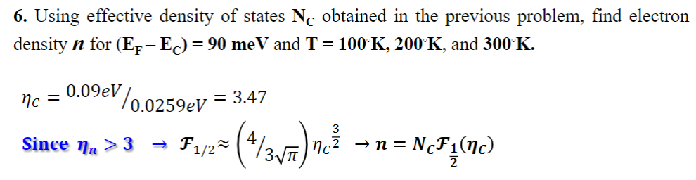 Using effective density of states NC ﻿obtained in the | Chegg.com
