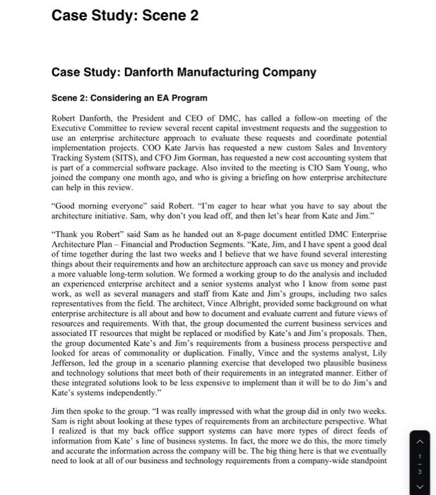 Solved Scene 2: Considering an EA Program Robert Danforth, | Chegg.com