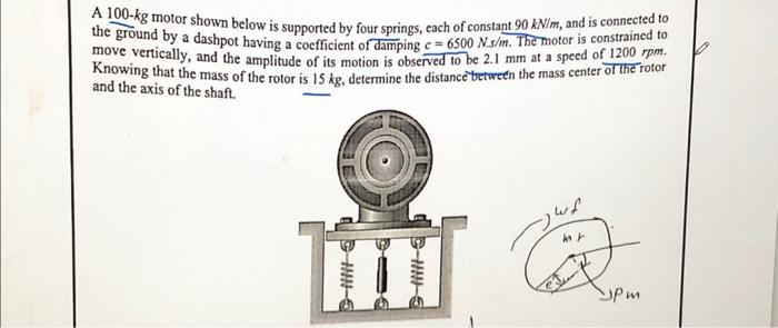 [Solved]: A ( 100- mathrm{kg} ) motor shown below is supp