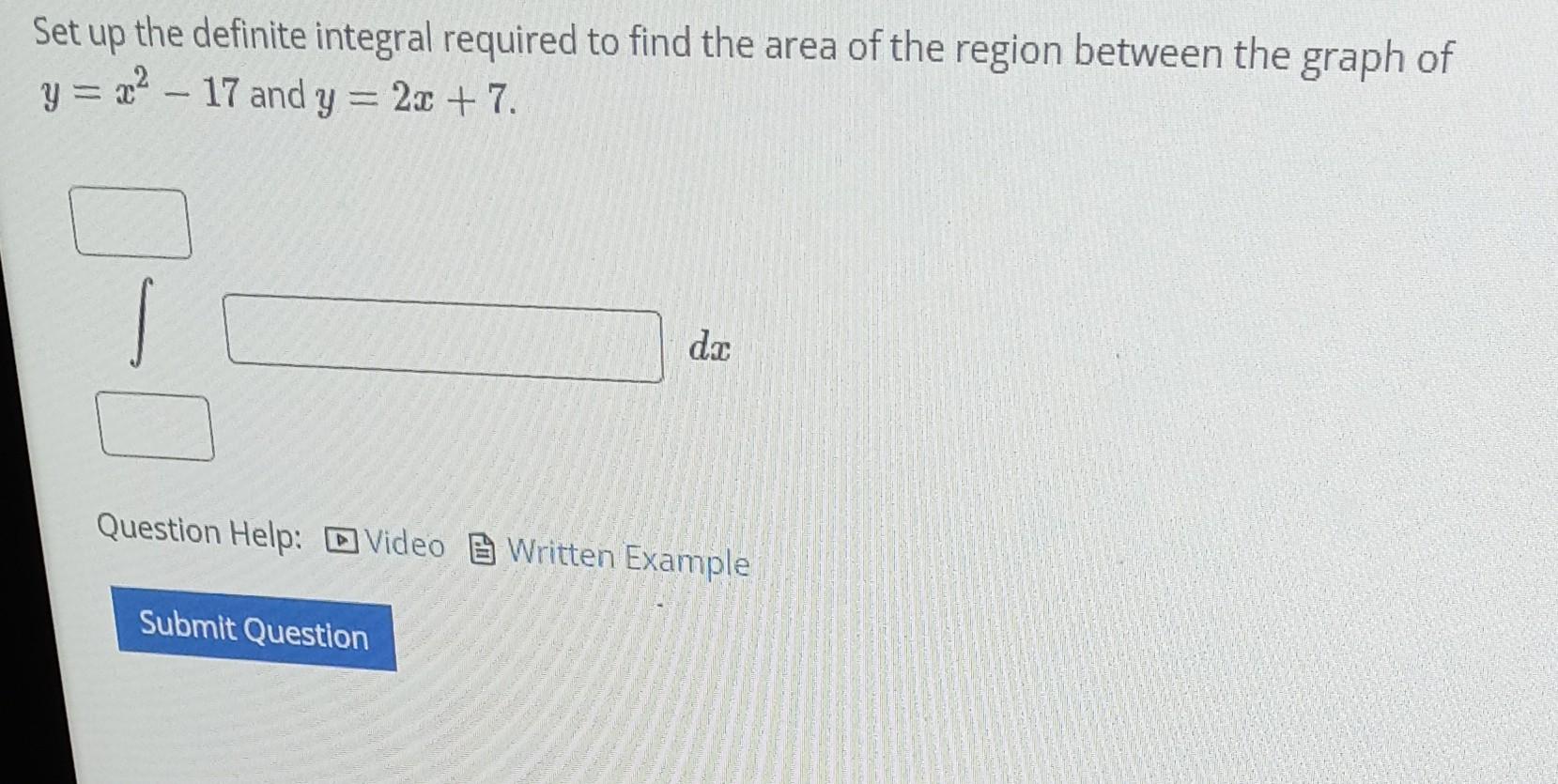 Solved Setup the integral to calculate the area between the | Chegg.com