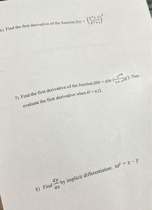 Solved 6) Find the first derivative of the function | Chegg.com