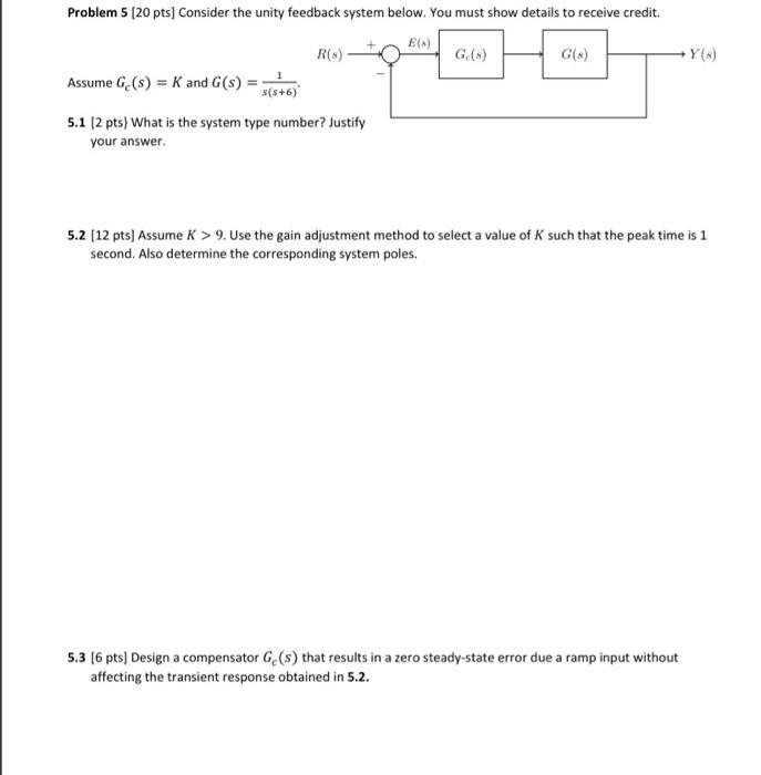 Solved Assume Gc(s)=K and G(s)=s(s+6)∘1. 5.1 [2 pts) What is | Chegg.com
