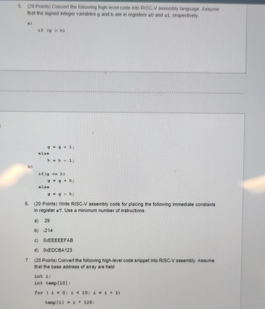 Solved 5. (20 Points) Convert the following high-level code | Chegg.com