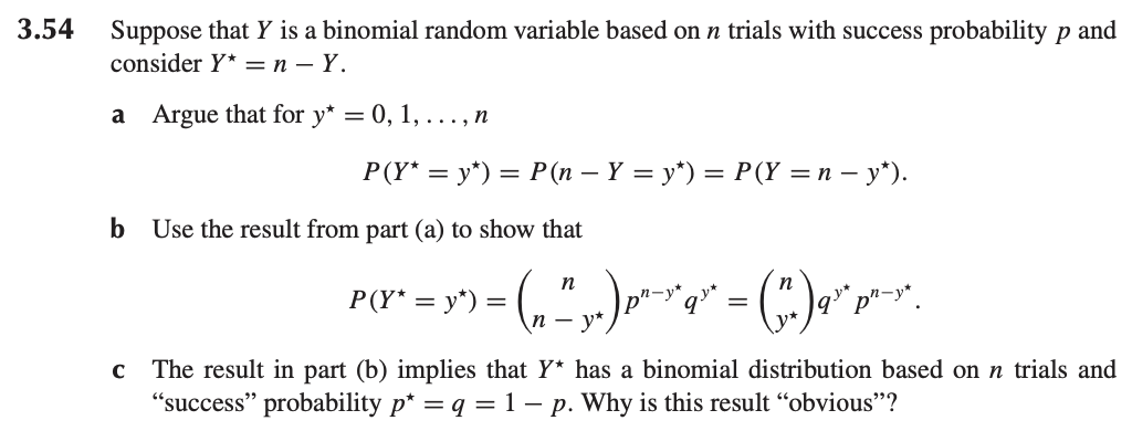 Solved 3.54 ﻿Suppose that Y ﻿is a binomial random variable | Chegg.com