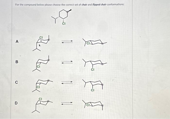 Solved For the compound below please choose the correct set | Chegg.com