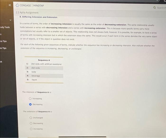 8. Differing Intension and Extension In a series of | Chegg.com