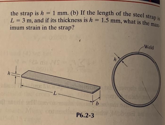 Solved Prob. 6.2-3. A steel strap of length L (meters) is | Chegg.com