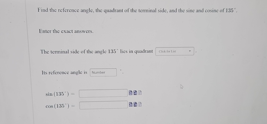 Solved Find the reference angle, the quadrant of the | Chegg.com