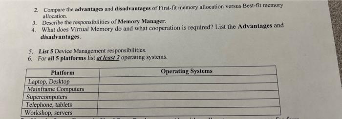 Solved 2. Compare the advantages and disadvantages of | Chegg.com