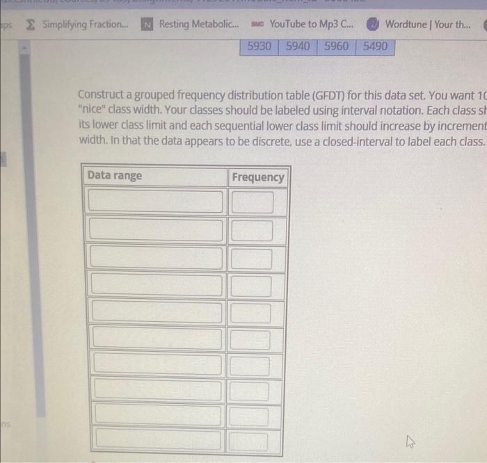 Here is a data set: Construct a grouped frequency | Chegg.com