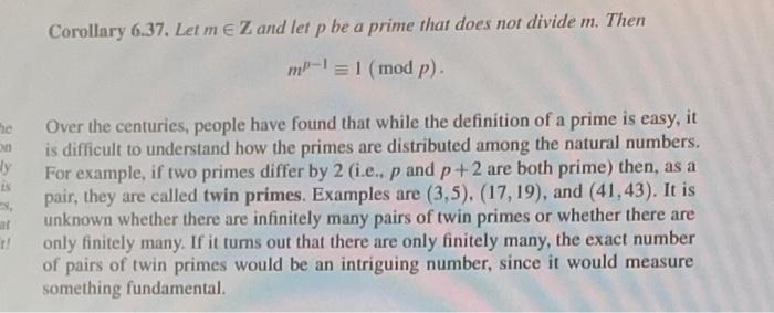 Solved Corollary 6.37. Let me Z and let p be a prime that | Chegg.com Solved Corollary 6.37. Let me Z and let p be a prime that | Chegg.com