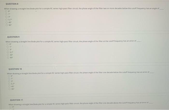 Solved QUESTIONS When drawing a straight line Bode plot for | Chegg.com