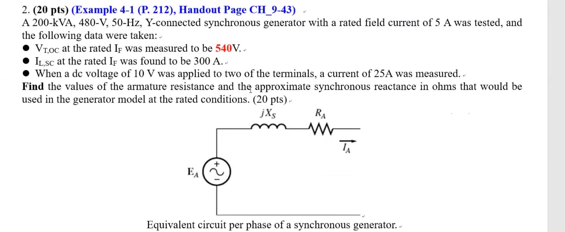 Solved (20 ﻿pts) (Example 4-1 (P. 212), ﻿Handout Page | Chegg.com