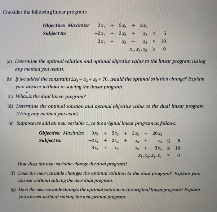 Solved Consider the following linear program: Objective: | Chegg.com