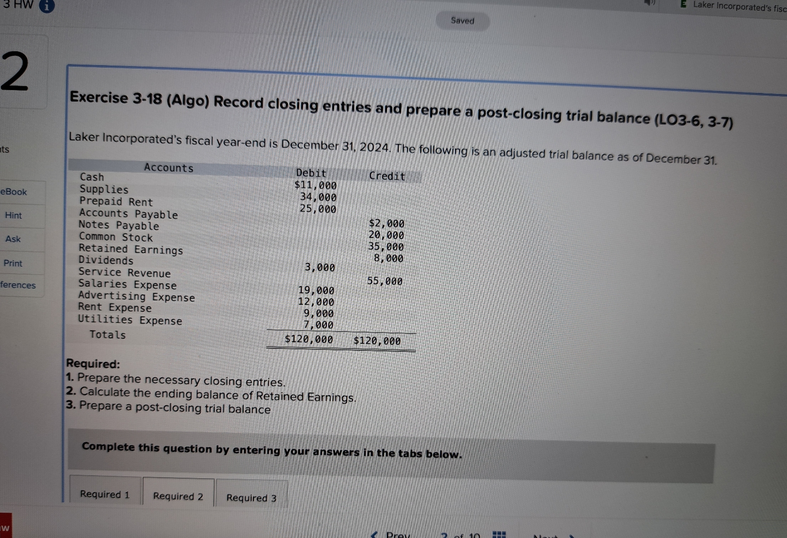 Solved 3hwsavedexercise 3 18 Algo ﻿record Closing Entries