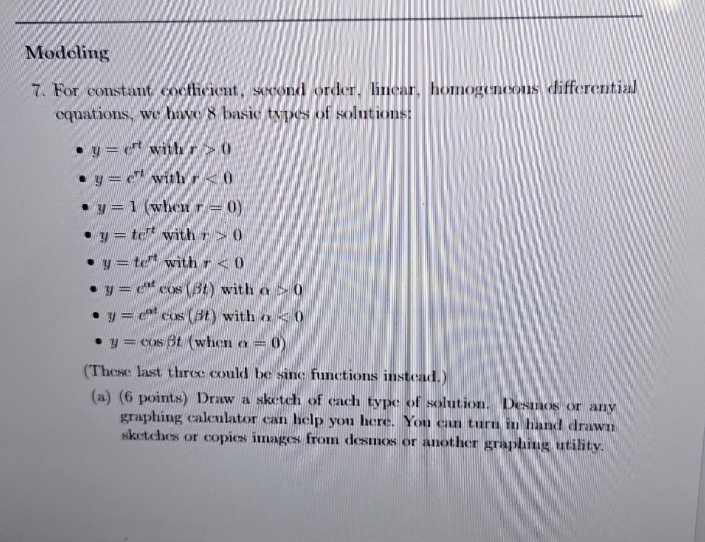 Solved 7. For constant coefficient, second order, linear, | Chegg.com