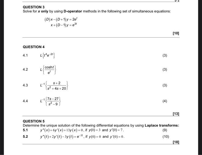 Solved QUESTION 3 Solve for x only by using D-operator | Chegg.com