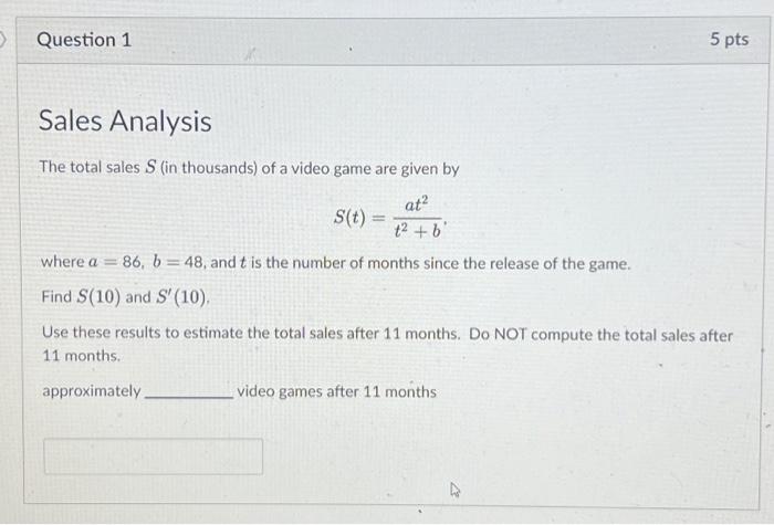Solved The total sales S (in thousands) of a video game are | Chegg.com