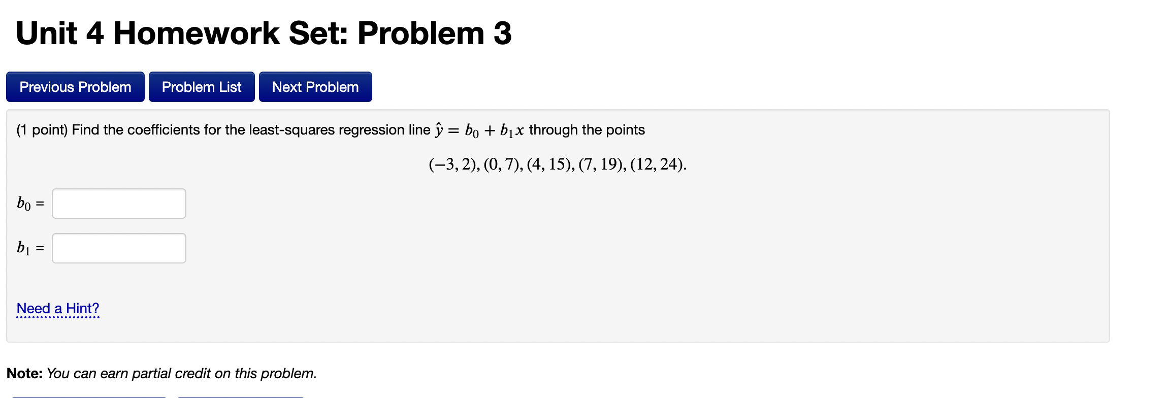Solved (1 ﻿point) ﻿Find the coefficients for the | Chegg.com