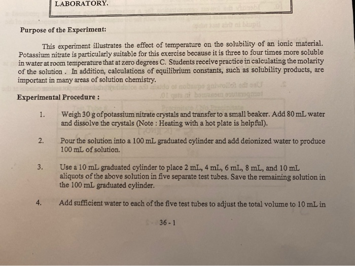 Solved LABORATORY Purpose of the Experiment: This experiment | Chegg.com