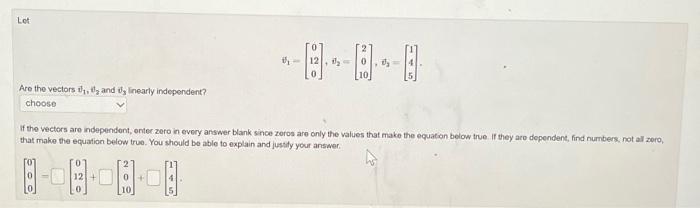 Solved \\[ v_{1}=\\left[\\begin{array}{c} 0 \\\\ 12 \\\\ 0 | Chegg.com