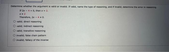 Solved Determine whether the argument is valid or invalid. | Chegg.com