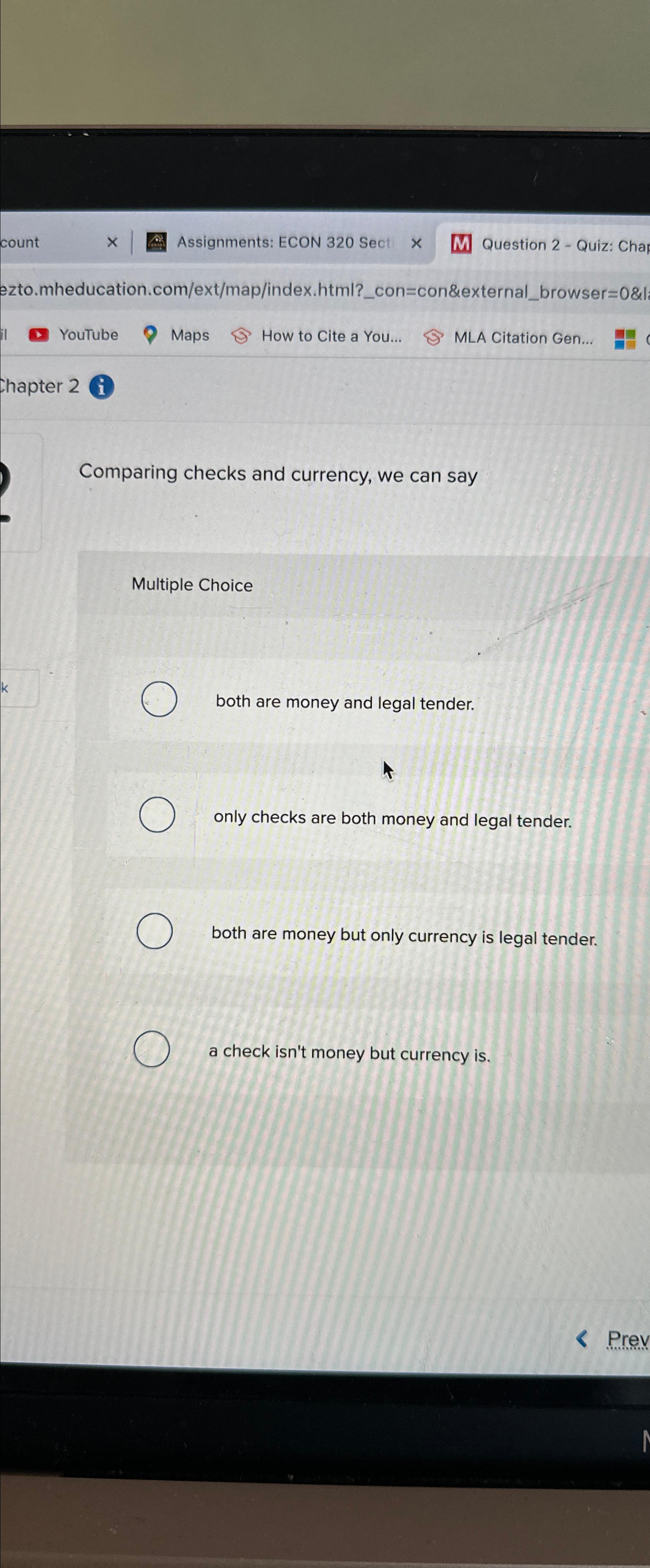 Solved Comparing checks and currency, we can sayMultiple | Chegg.com