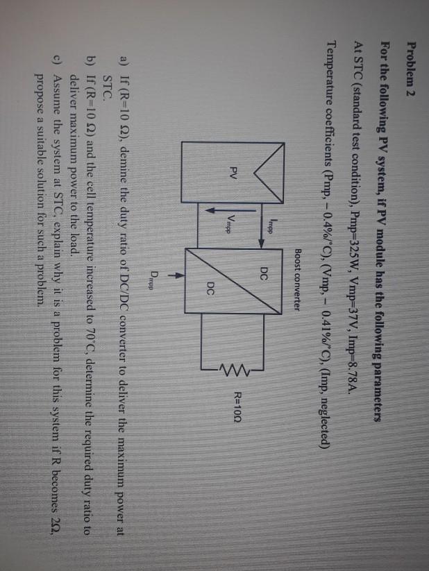 Solved Problem 2 For the following PV system, if PV module | Chegg.com