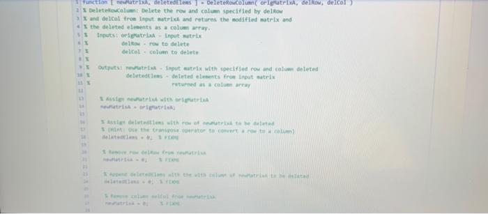 Solved Deleting rows and columns using the colon operator. | Chegg.com
