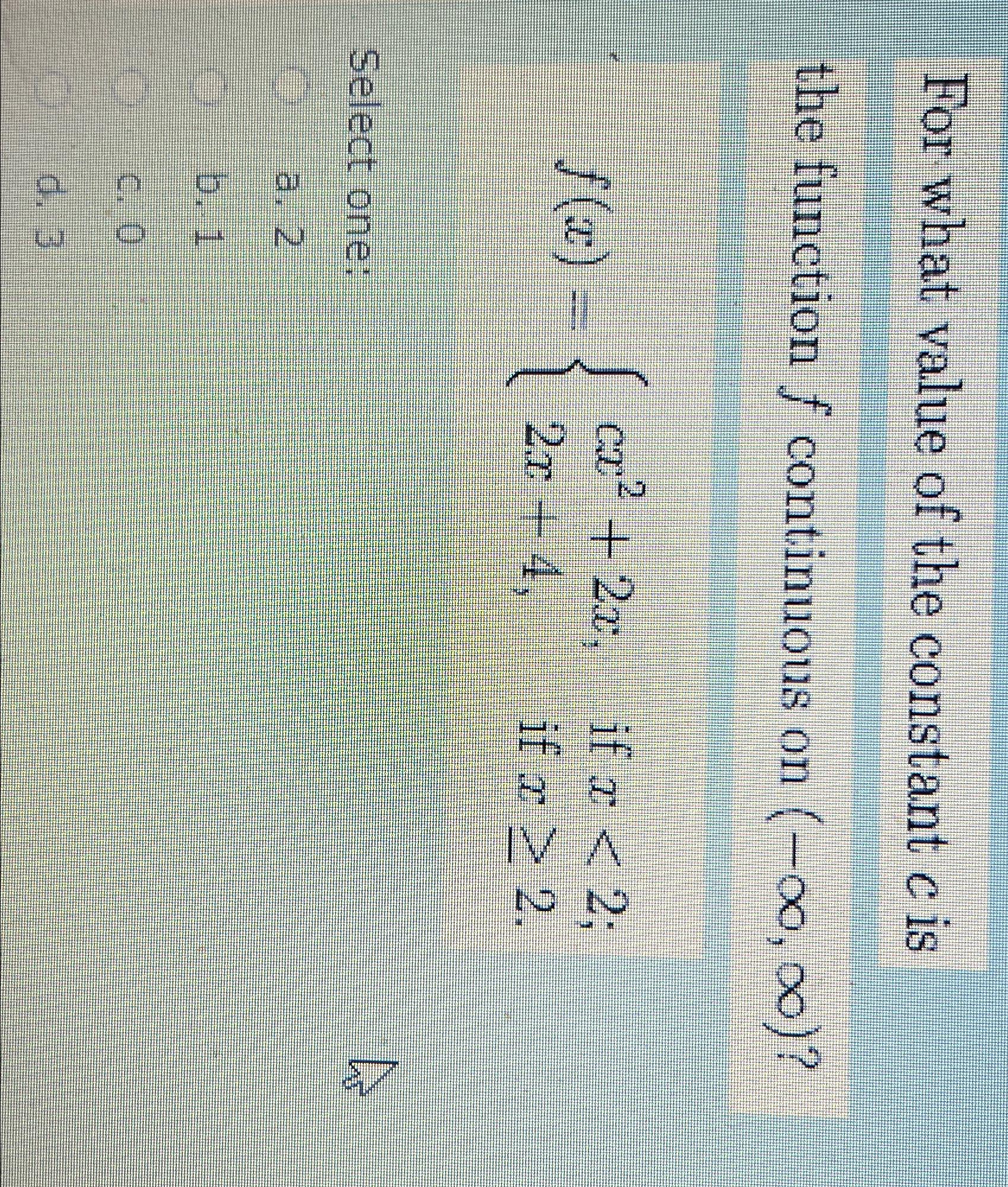 Solved For what value of the constant c ﻿is the function f | Chegg.com