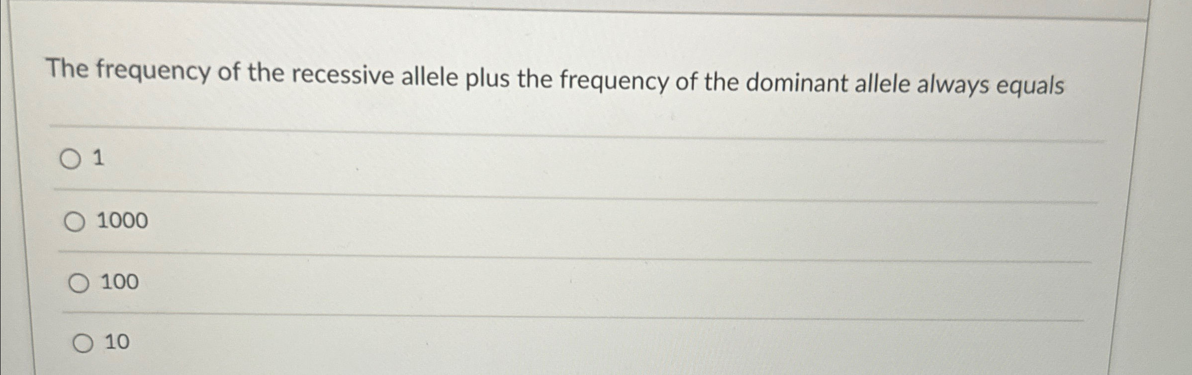 Solved The frequency of the recessive allele plus the | Chegg.com