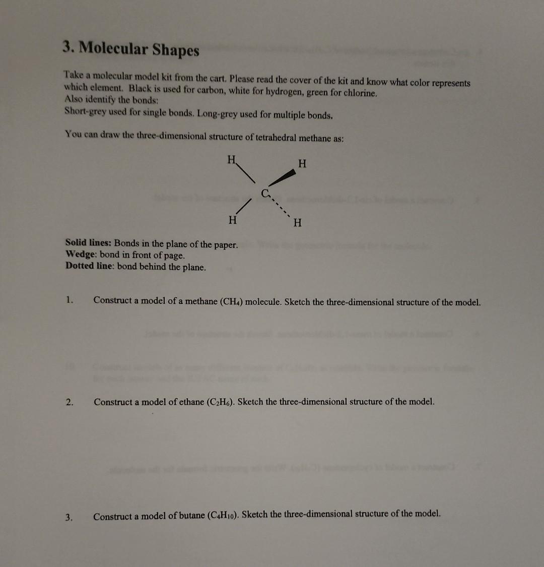 Solved 3. Molecular Shapes Take a molecular model kit from | Chegg.com