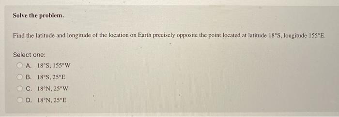 Solved Find the latitude and longitude of the location on | Chegg.com