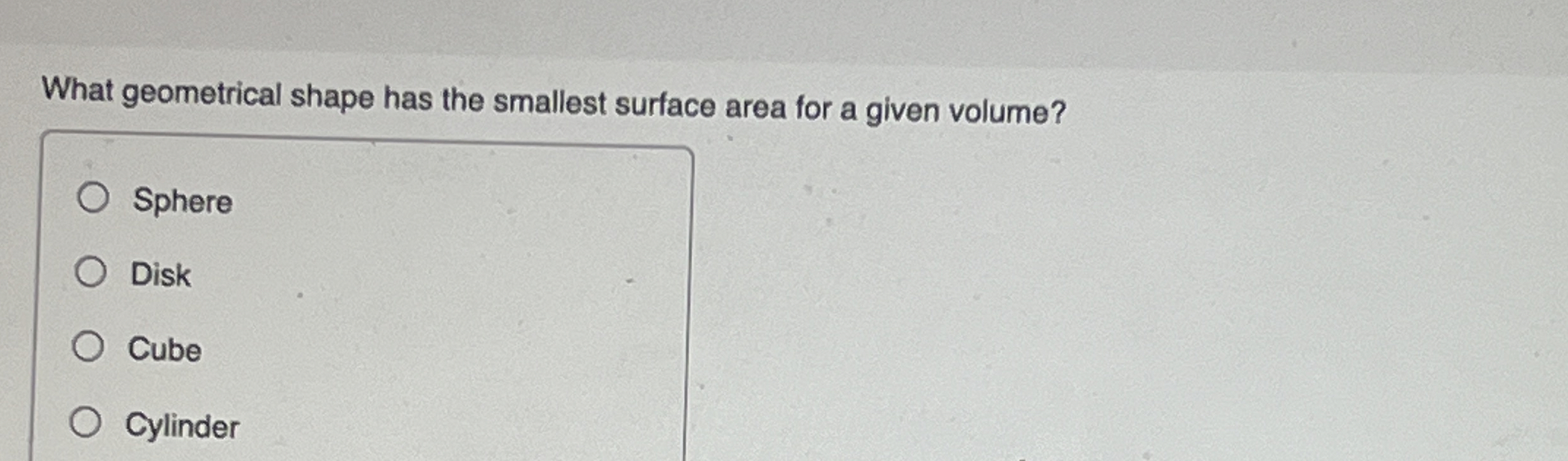 Solved What geometrical shape has the smallest surface area | Chegg.com ...