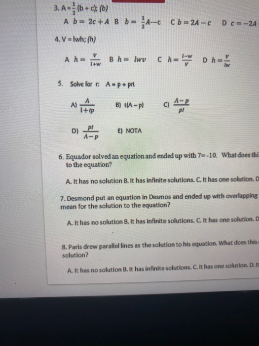 Solved 3. A={(b + c); (b) A b = 2c+A B b = A-c Cb=2A-c | Chegg.com