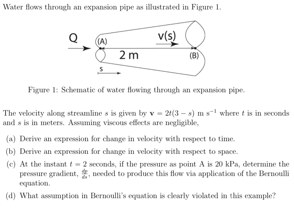 Water flows through an expansion pipe as illustrated | Chegg.com