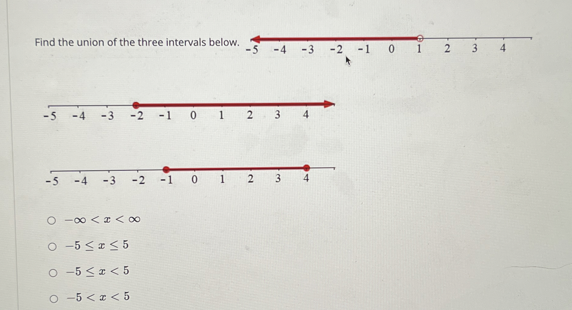 Solved Find the union of the three intervals | Chegg.com