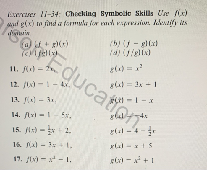 Solved Exercises 11–34: Checking Symbolic Skills Use f(x) | Chegg.com