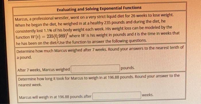 Solved Evaluating and Solving Exponential Functions Marcus, | Chegg.com