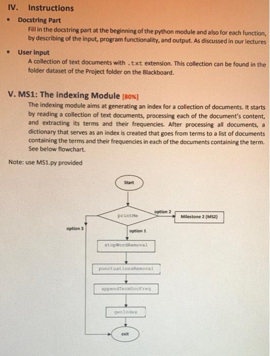 IV. Instructions • Docstring Part Fill in the | Chegg.com