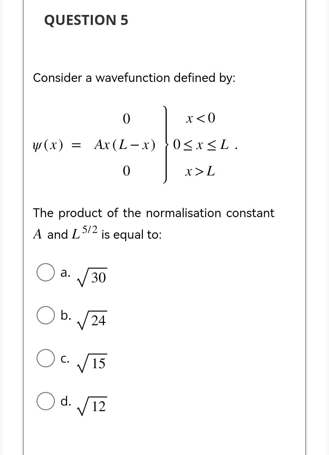 Solved Consider a wavefunction defined by: The product of | Chegg.com