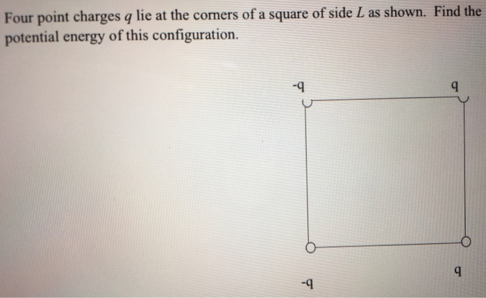 Solved Four point charges q lie at the corners of a square | Chegg.com