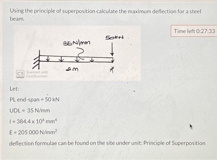 Solved Using the principle of superposition calculate the | Chegg.com